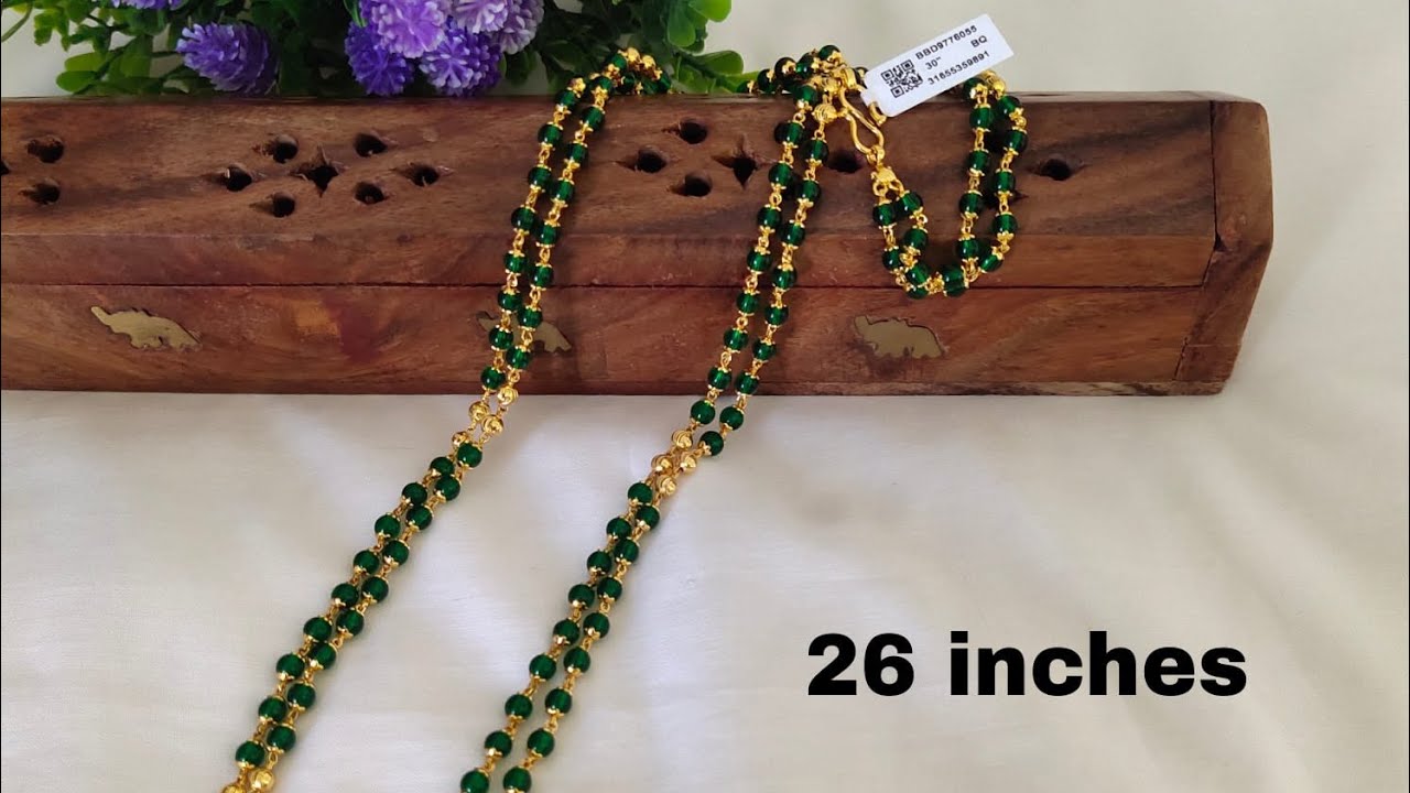 Green beads chains | Crystal chains | chains | One gram gold jewellery ...