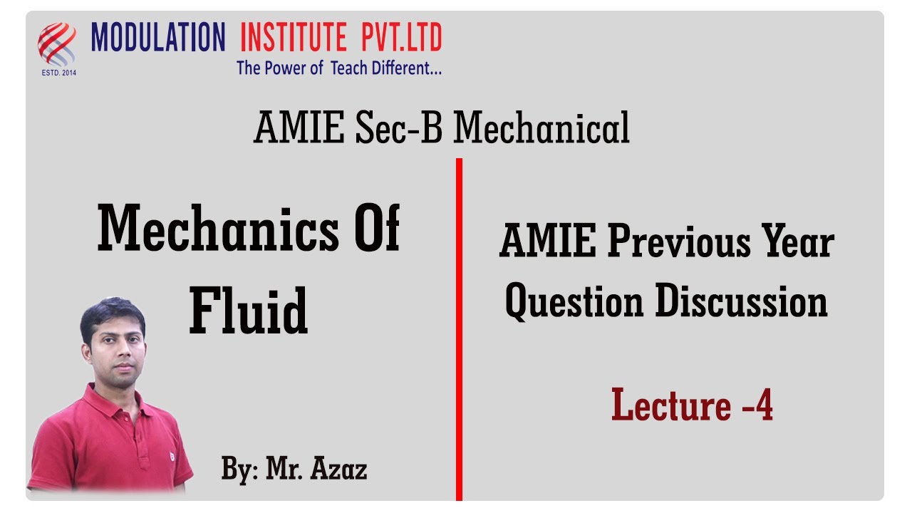 Mechanics Of Fluid For AMIE Sec-B Mechanical Engg. | AMIE Winter-2019 ...