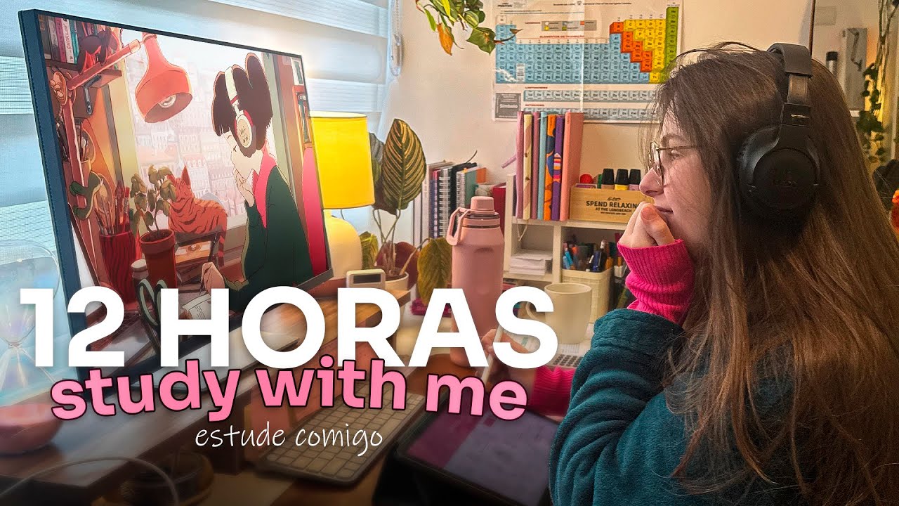 12 horas | Estude comigo em TEMPO REAL🩺 Study with me com som de chuva 🌧️ | pomodoro 60/10 - YouTube