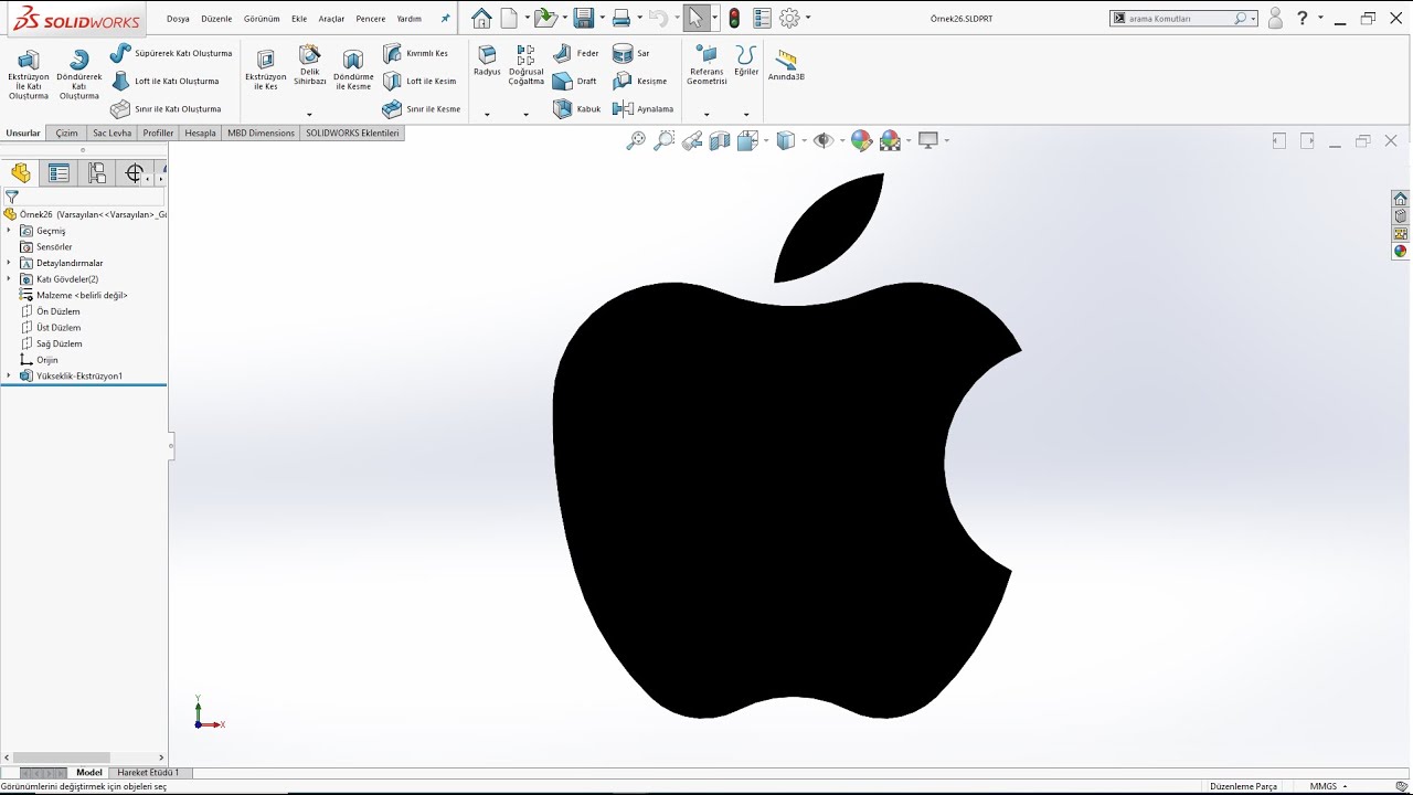 SolidWorks Apple Logo Çizimi #applelogo #solidworks - YouTube