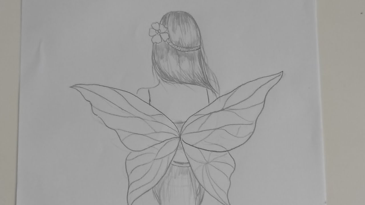 Fairy drawing - Step by step Pencil Sketch for beginners || Fairy ...