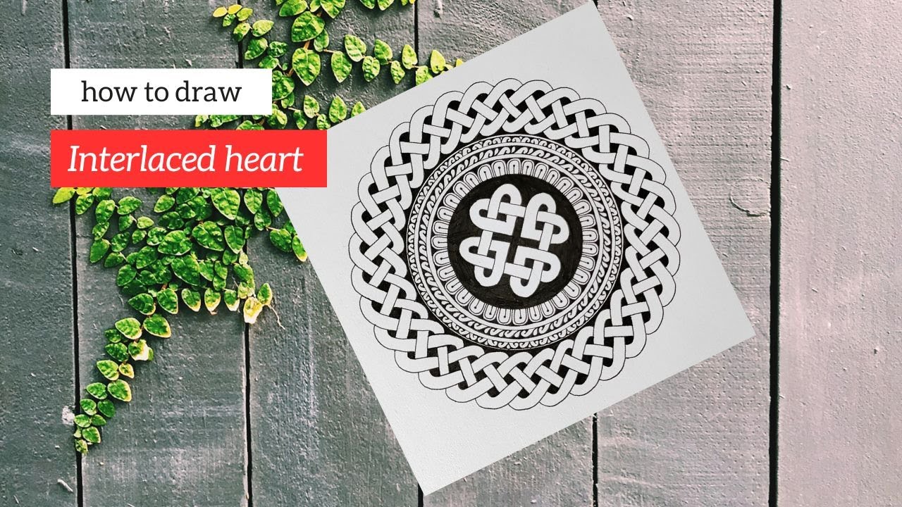 How to draw Celtic knot in a mandala |Interlinked hearts| Celtic knot ...
