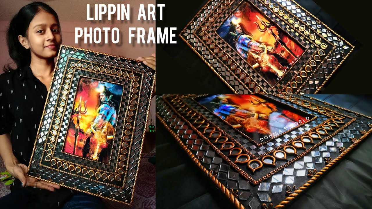 DIY LIPPIN ART PHOTO FRAME | CARDBOARD PHOTO FRAME | LIPPIN ART USING ...