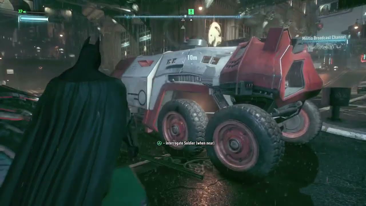 BATMAN: ARKHAM KNIGHT Awesome Batmobile crash into Arkham thug - YouTube