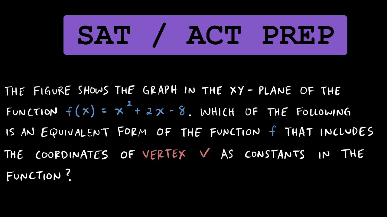 SAT / ACT Practice Problem #6 (Vertex Form - Completing the Square ...