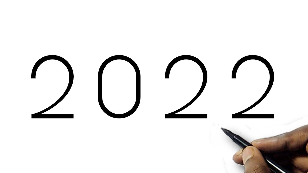 Happy New year 2022 Drawing/ 2022 turn words into cartoon/lovebirds ...