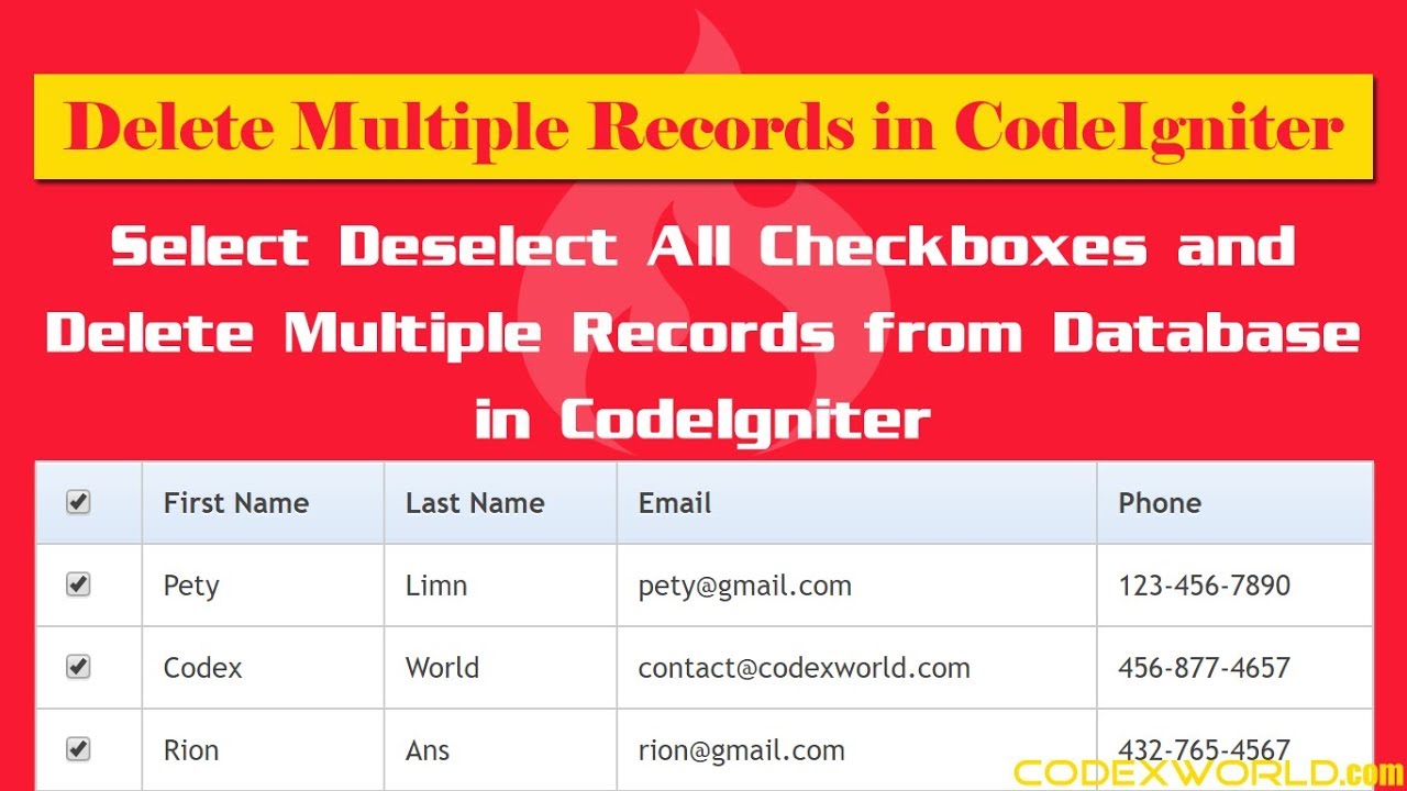 Delete Multiple Records From Database In Codeigniter Youtube 9924