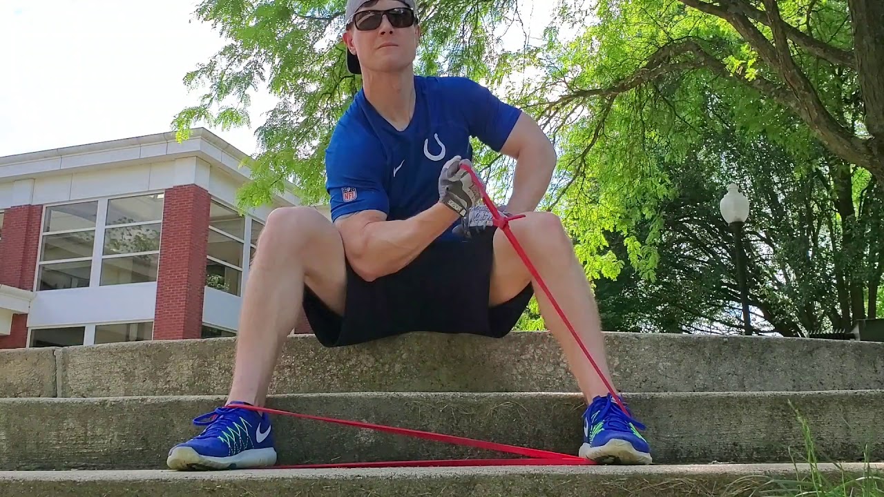 Resistant Band Seated Single Arm Curl - YouTube