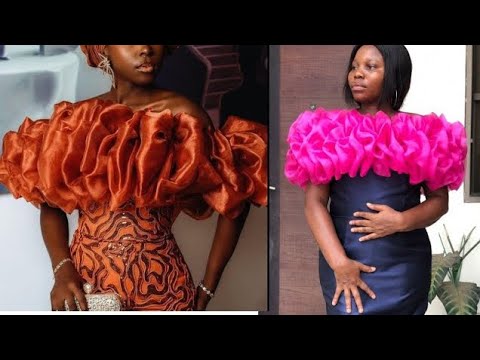 How to cut and sew the trending offshoulder ruffle cape on a dress. # ...