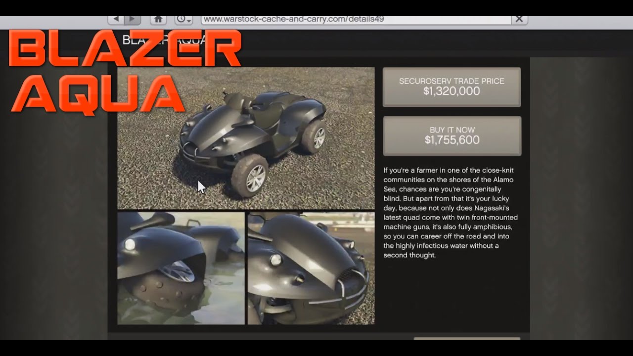 GTA 5 Online - 'Import/Export DLC' - Nagasaki Blazer Aqua - YouTube