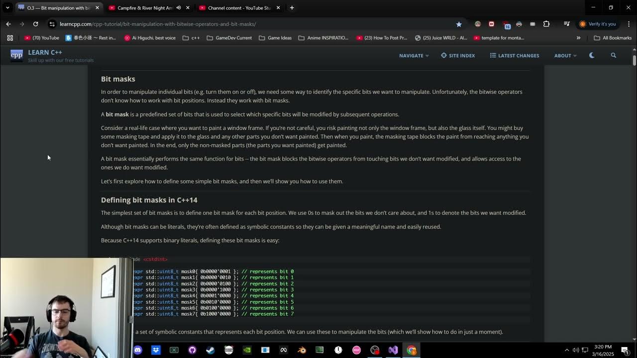 raw c++ learning: using bit masks to manipulate bits - YouTube