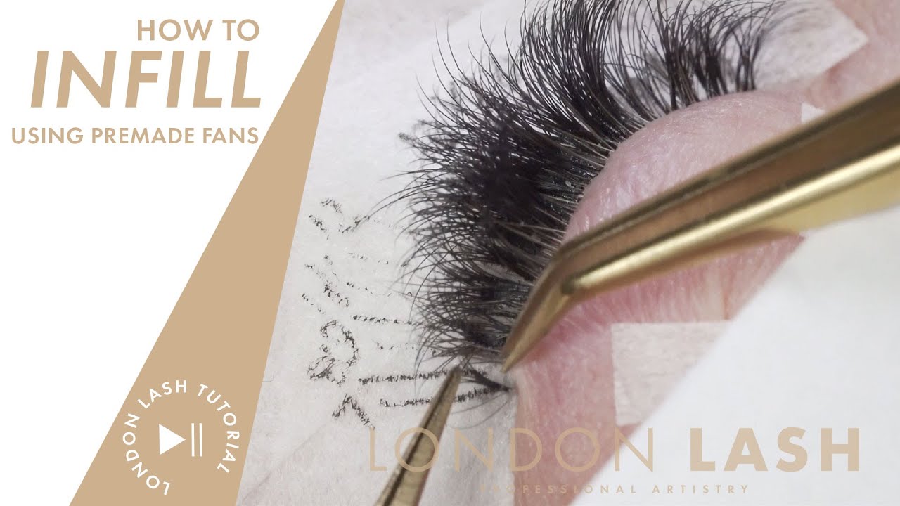 Infilling Russian Volume Lashes with Premade Fans | London Lash Infill Tutorial - YouTube