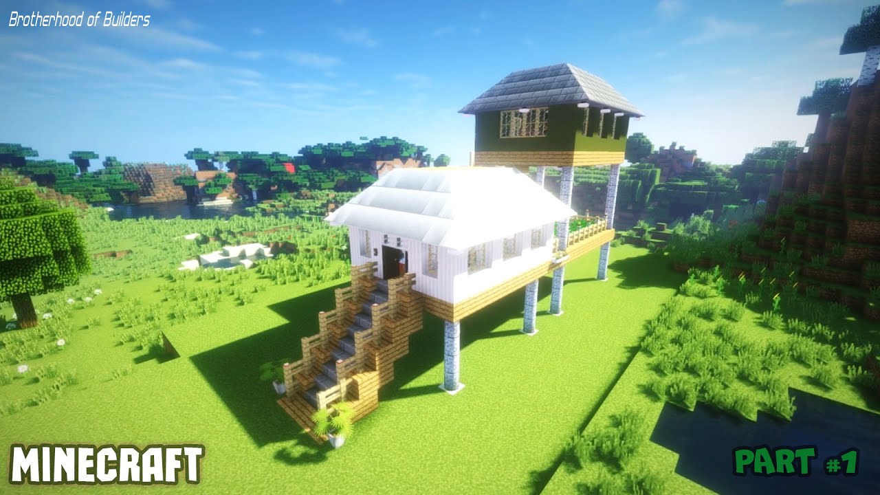 Minecraft | How to build a house on supports | Part1 | #8 - YouTube