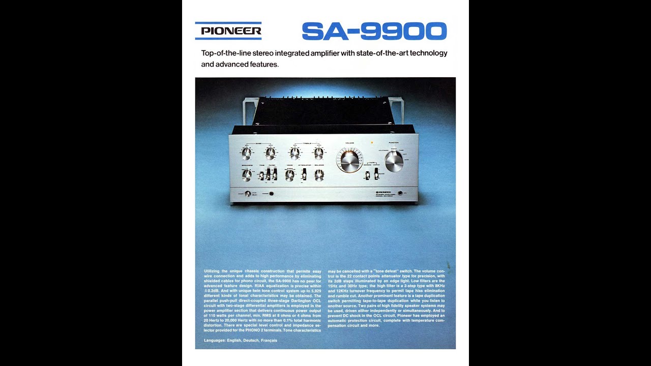 PIONEER SA-9900 STEREO INTEGRATED AMPLIFIER BROCHURE, FOLDER, FOLHETO ...