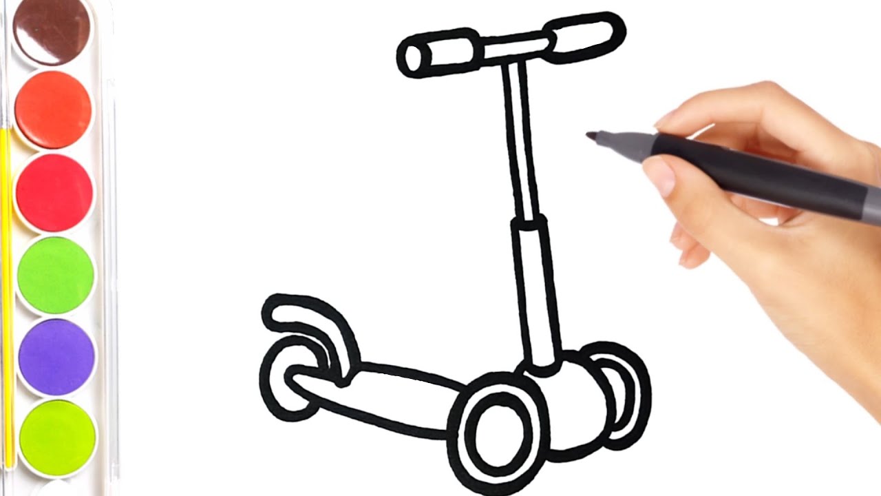 Scooter 🛴 Drawing, Painting, Coloring for Kids and Toddlers with ...