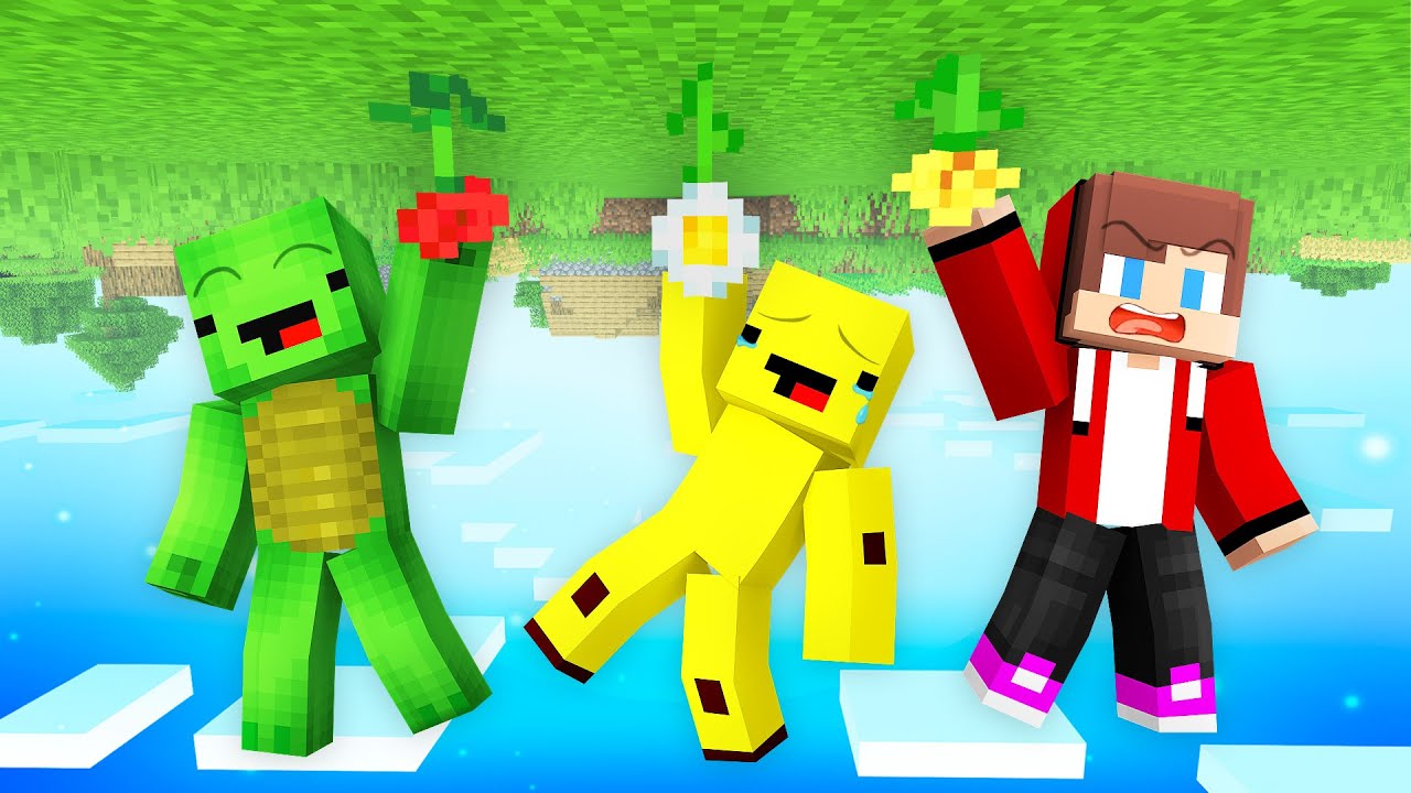 JJ, Mikey and Banana Kid vs Upside Down World - Minecraft Maizen - YouTube