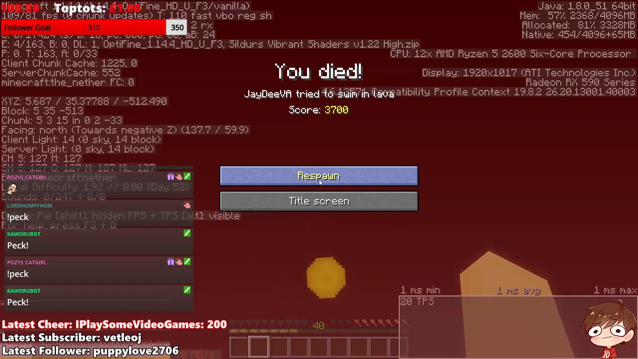 Zero Intelligence = Extra Luck Points (Minecraft Stream Highlight ...