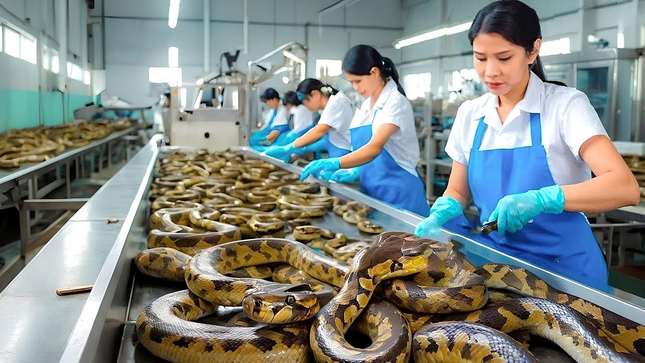 Snakes farming And Process Millions Of Snakes This Way - YouTube