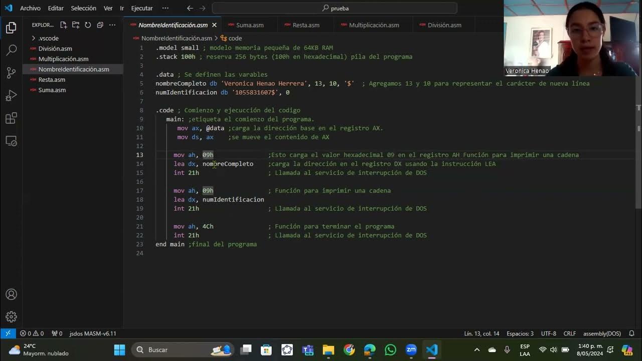Tarea 4 Visual studio code assembler - YouTube