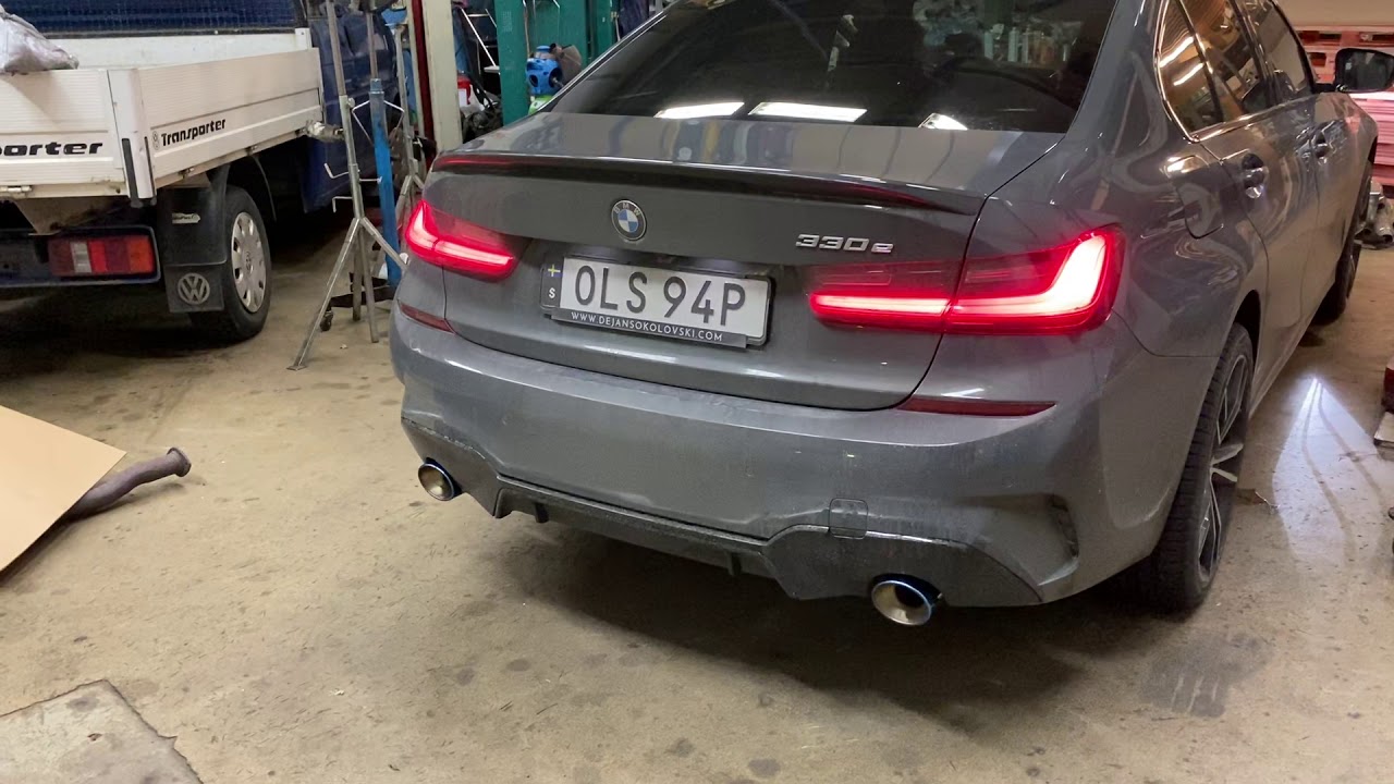 BMW 330e exhaust mod - YouTube