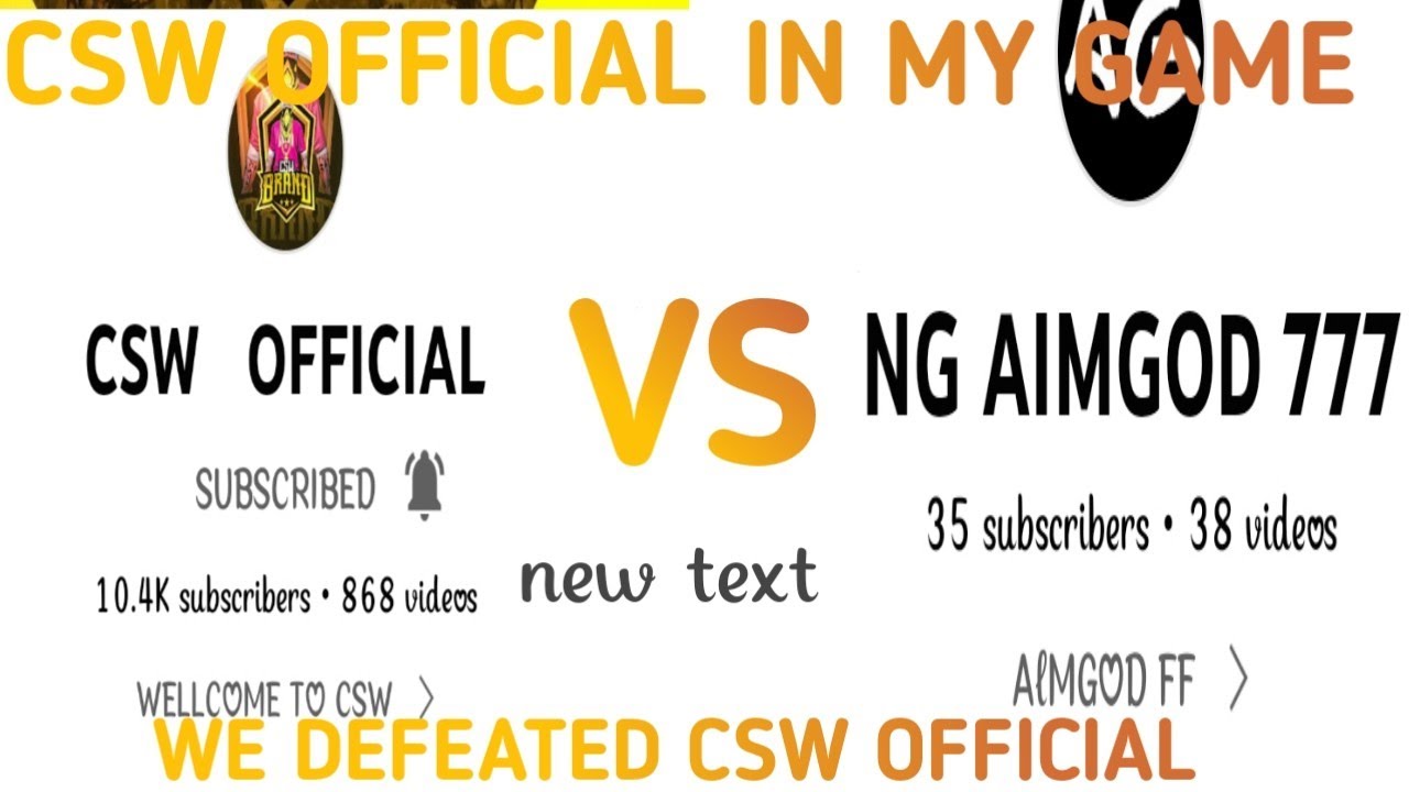 CSW OFFICIAL IN MY GAME WE DEFEATED CSW OFFICIAL😈🙂 @CSW OFFICIAL - YouTube