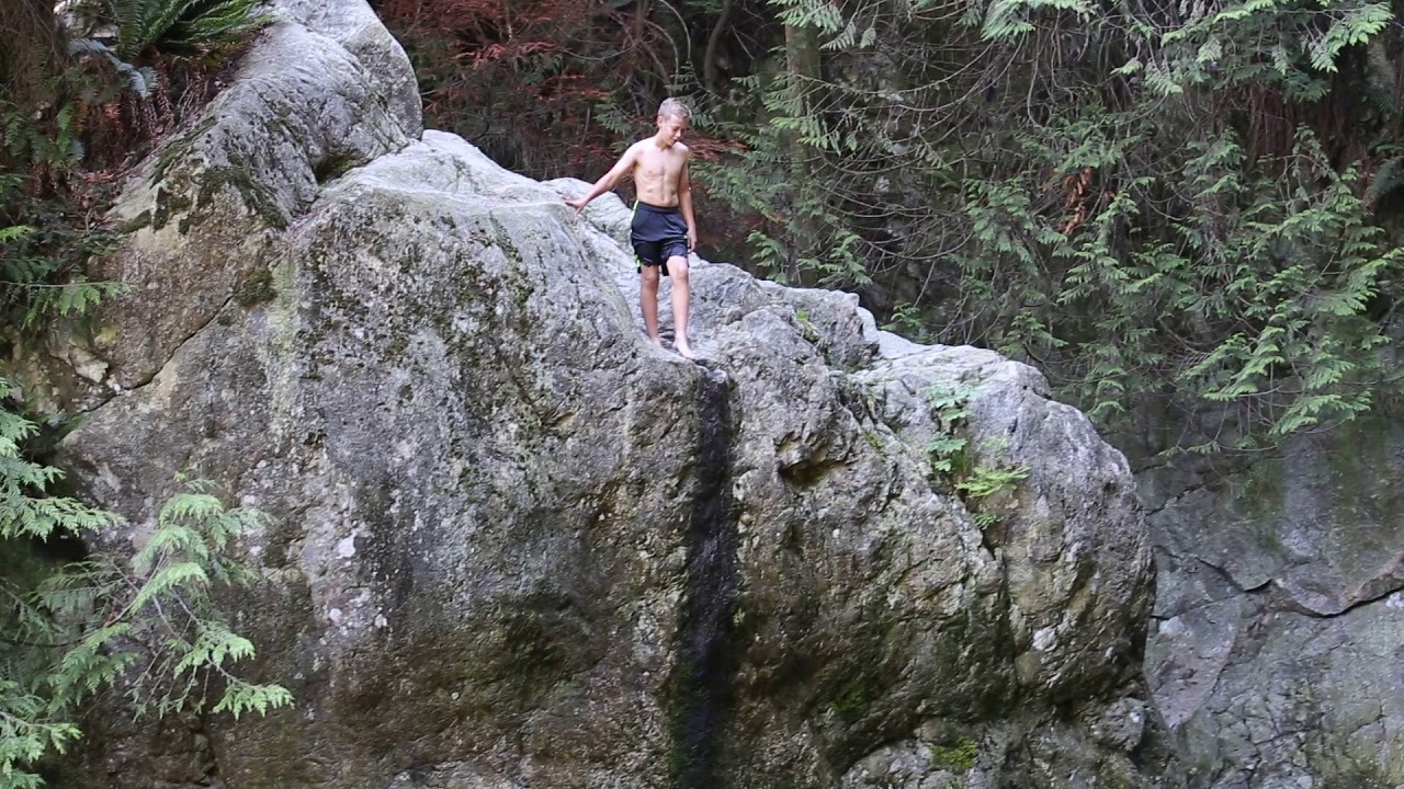 Alexander Cliff Jumping at 30 Foot Pool in Lynn Canyon Park 2 - YouTube