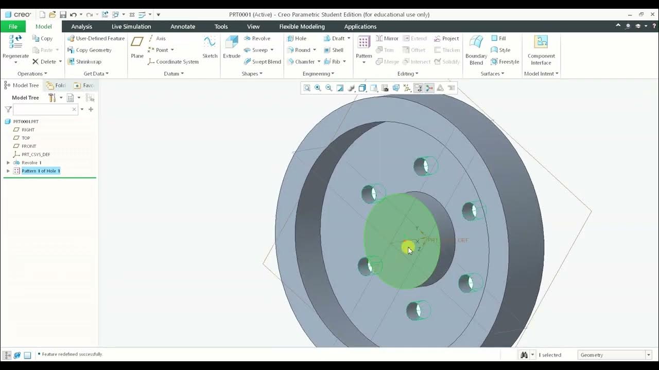 Axis Pattern Creo Parametric - YouTube