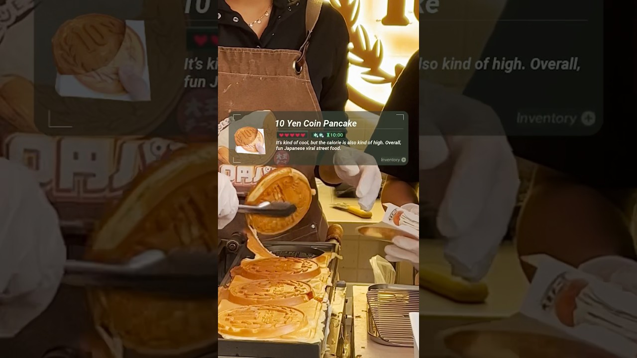 Trying the Japanese Viral 10 Yen Coin Cheese Pancake Street Food, but ...