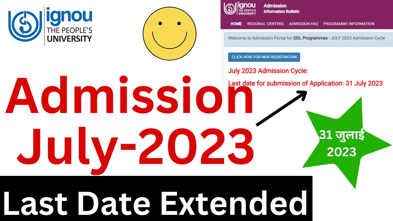 Ignou Admission July 2023 Last Date Extended | Ignou Admission Last ...