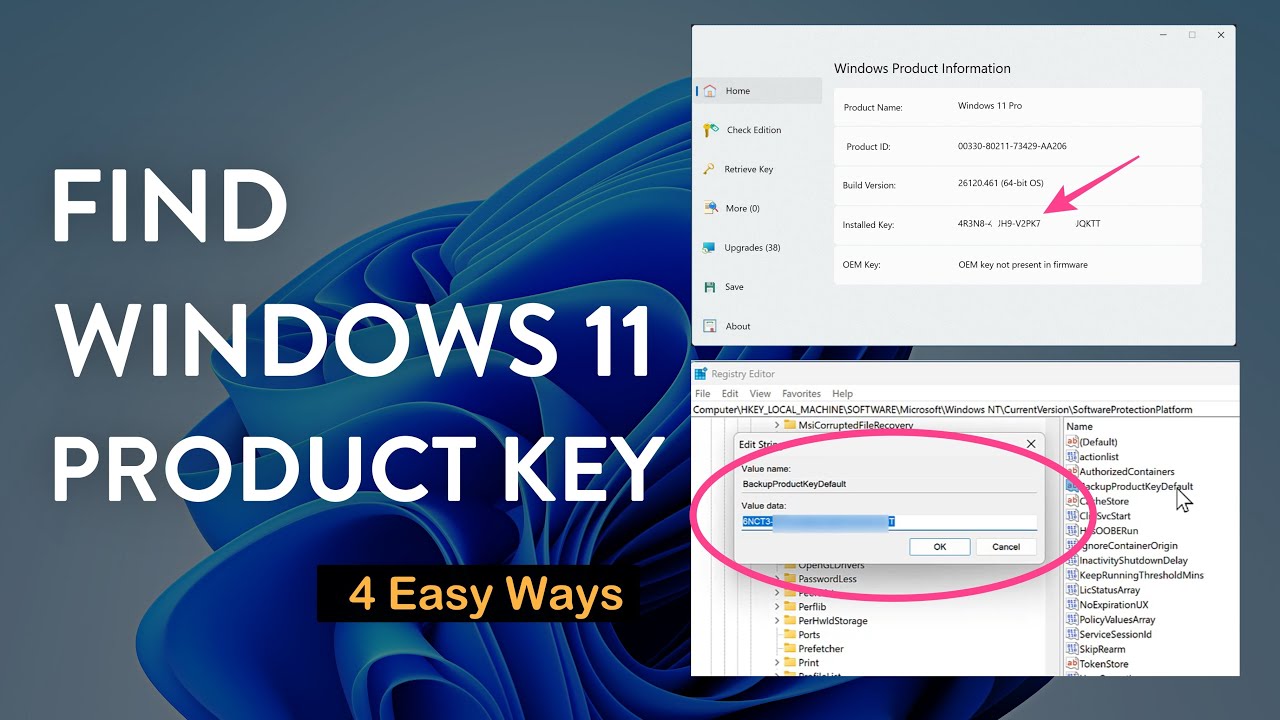 How to Retrieve Windows 11 Product Key - 4 Easy Ways to Find key - YouTube
