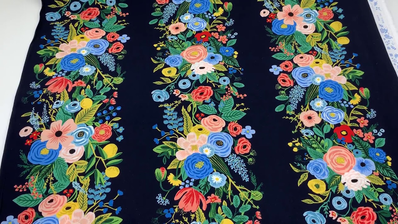 Rifle Paper Co black rayon flower fabric - YouTube