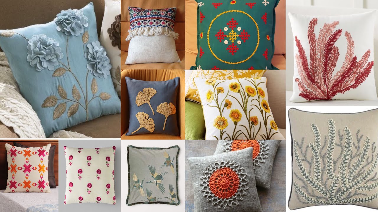 Latest embroidery cushions designs ideas| Beautiful cushion designs ...