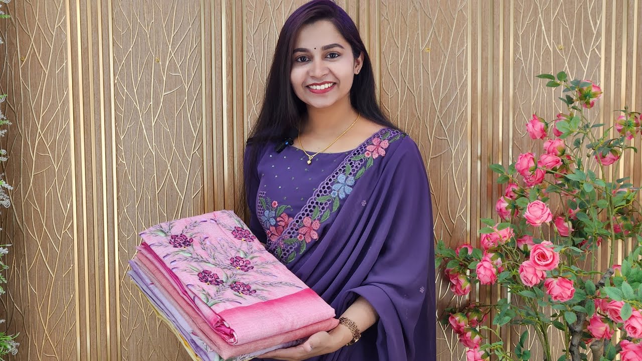 KOTA CHECKS BRUSH PAINT & HANDWORK SALWAR MATERIAL - YouTube