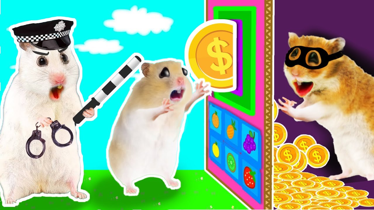 Hamster cute Plays Colorful Vending Machine and Hamster Police - YouTube