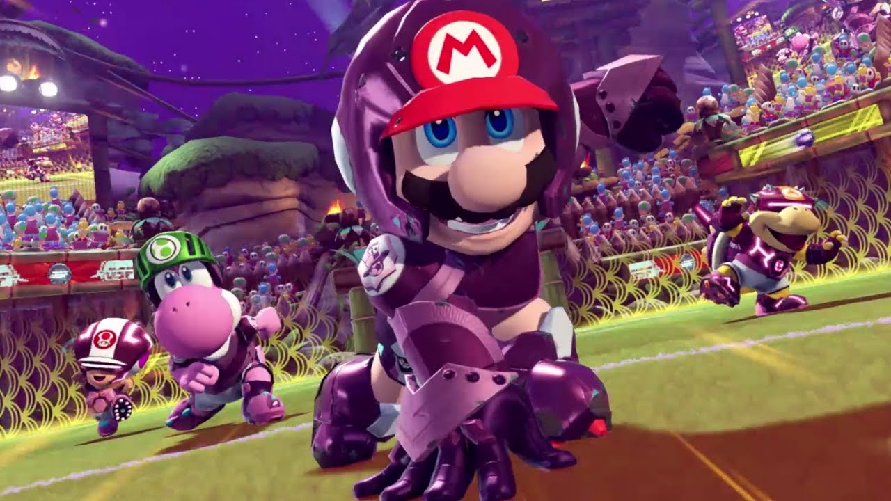 Yoshi, Mario, Bowser Jr., Toad Chain Cup Battles (Mario Strikers Battle ...