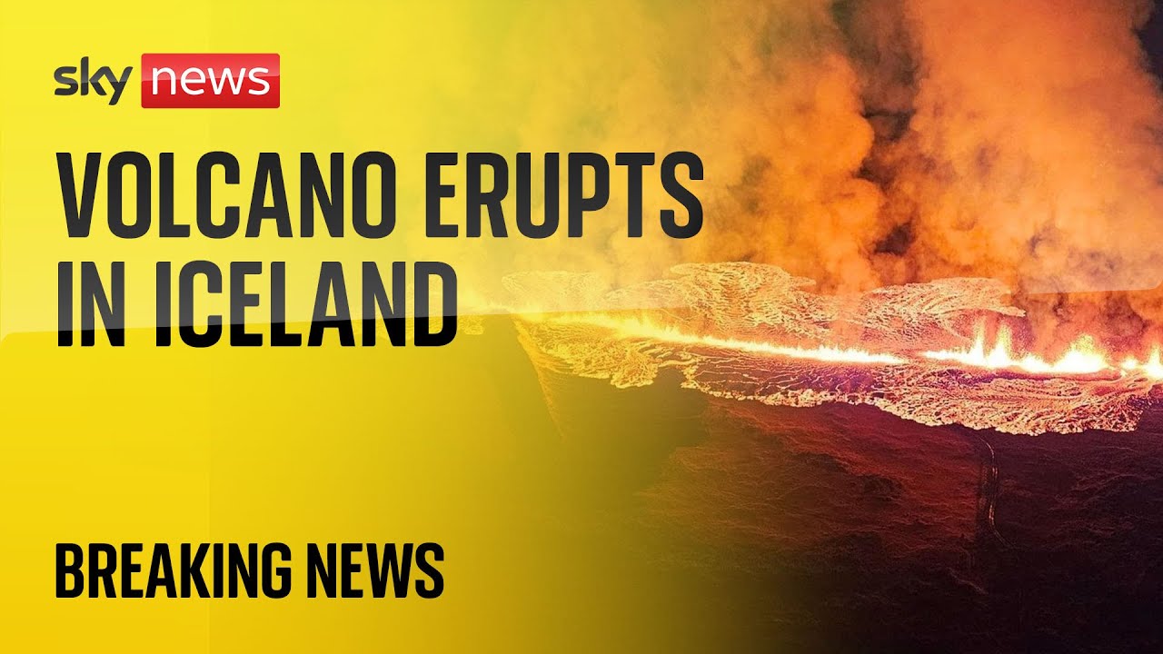 Watch: Volcano erupts near village in Iceland - YouTube
