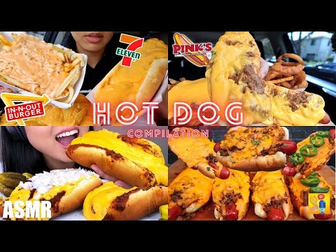 🌭 CHILLI CHEESE HOT DOG ASMR MUKBANG COMPILATION | BIG BITES | SATISYING SOUNDS