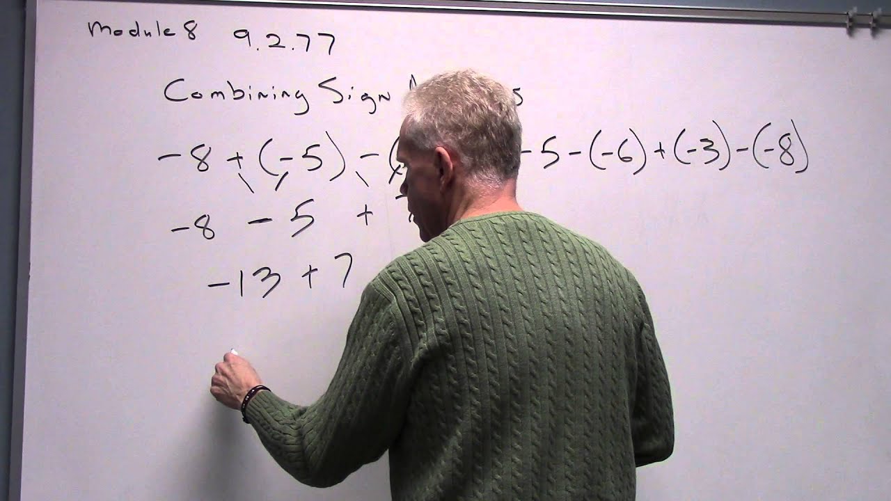 Combining Multiple Sign Numbers 9 2 77 - YouTube