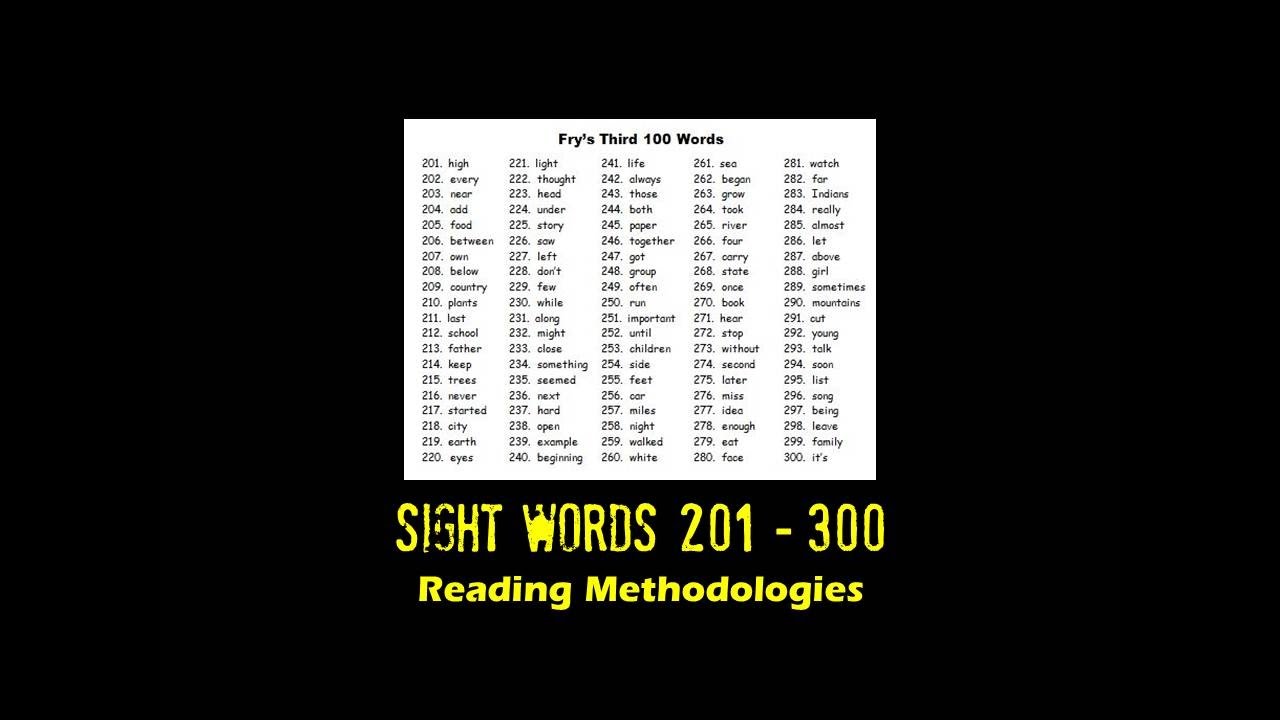 Homeschool Series - Reading - Sight Words - 201 - 300 - YouTube