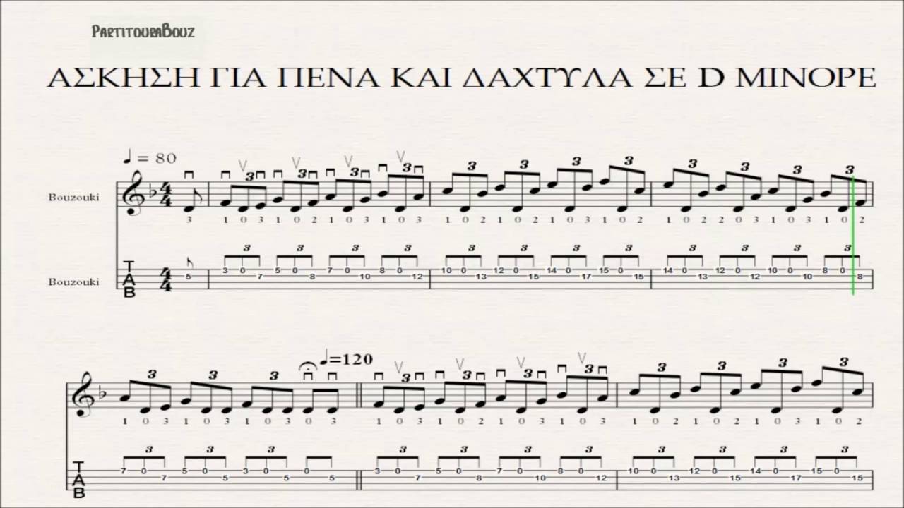 ΑΣΚΗΣΗ ΓΙΑ ΠΕΝΑ ΚΑΙ ΔΑΧΤΥΛΑ ΣΕ D ΜΙΝΟΡΕ - ΠΑΡΤΙΤΟΥΡΑ ΜΠΟΥΖΟΥΚΙ - YouTube