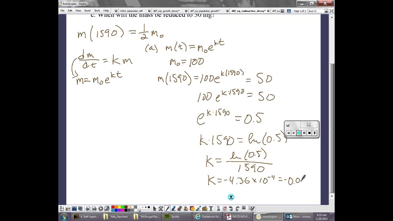 Diff Eq: Radioactive Decay - YouTube