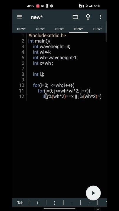 Wave Pattern 2 in c language #c #programming #pattern #code #codewithharry #studywithme # ...