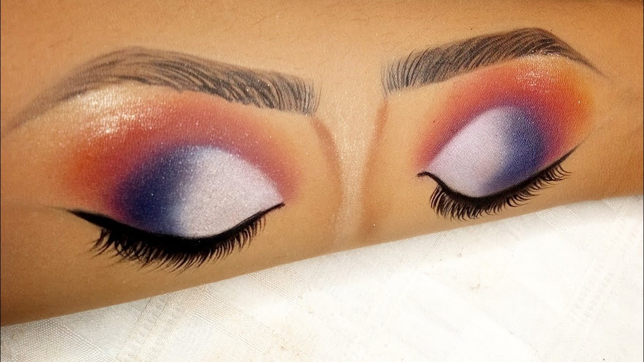 Half Cut Crease Eye Makeup tutorial/Colourful Eye Makeup on hand # ...