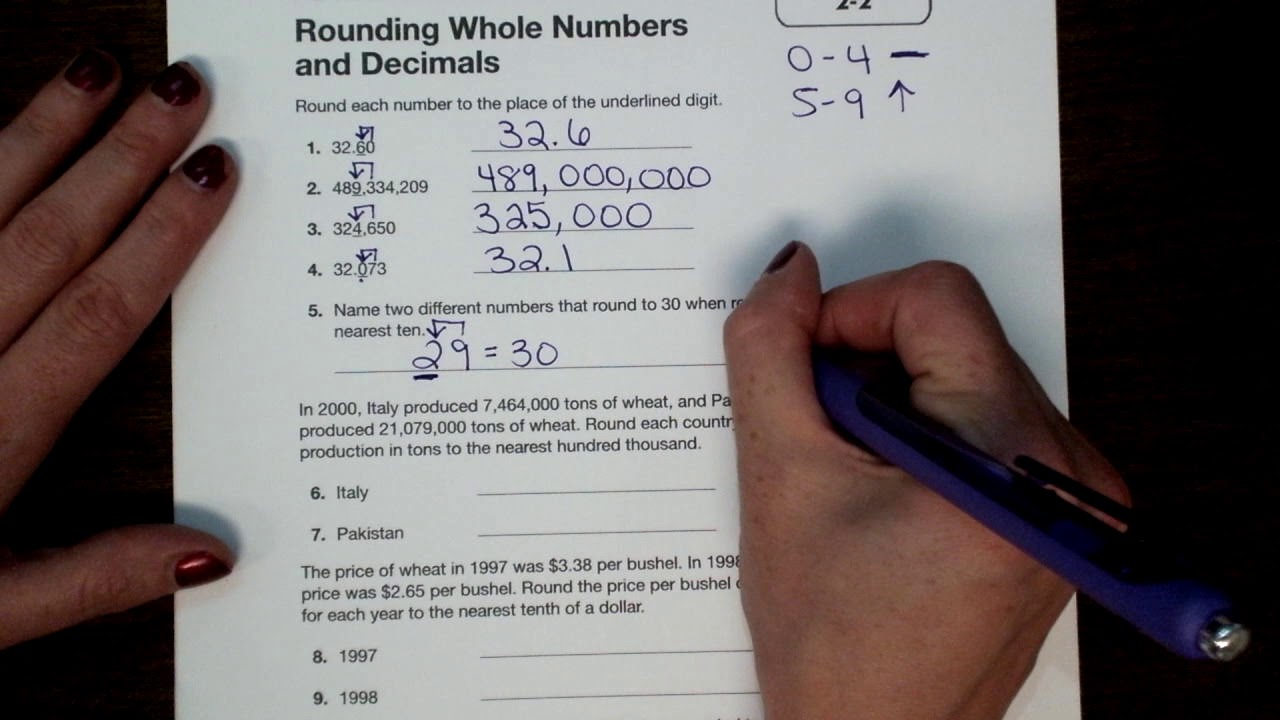 Math Topic 2-2 Envision Grade 5: Rounding Whole Numbers and Decimals ...