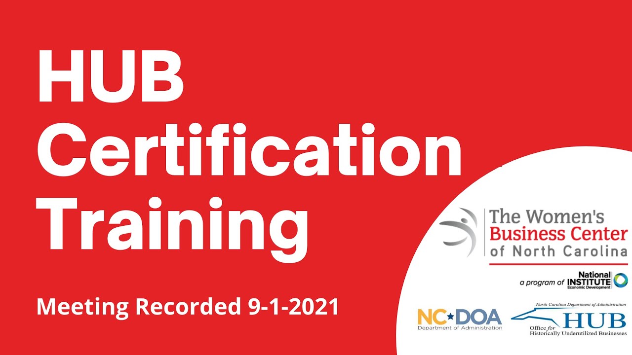 HUB Certification Training Sept. 1, 2021 - YouTube