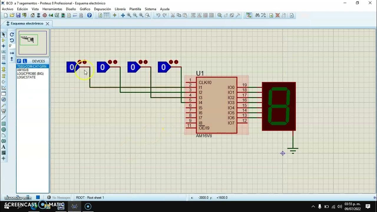BCD a 7 segmentos con GAL16V8 - YouTube