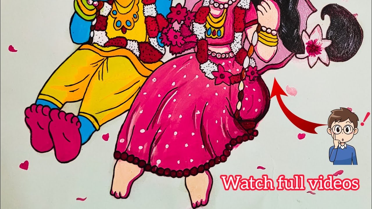 How to draw lord radha krishna drawing | Easy radha krishna drawing ...