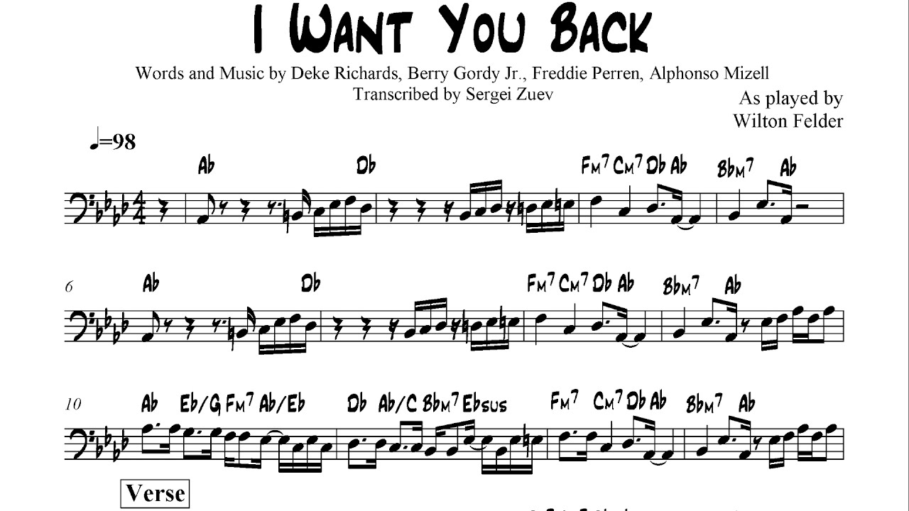 The Jackson 5 - I Want You Back - Bass Transcription - YouTube