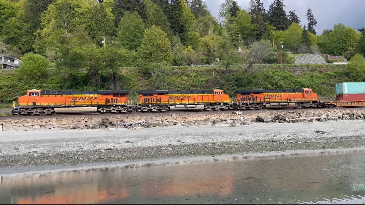TRAIN Action From Low Tide! BNSF + AMTRAK Trains! Fun On The Beach 😎 ...