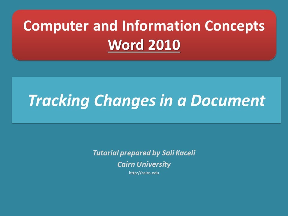 Tracking changes in a document in Word 2010 - YouTube